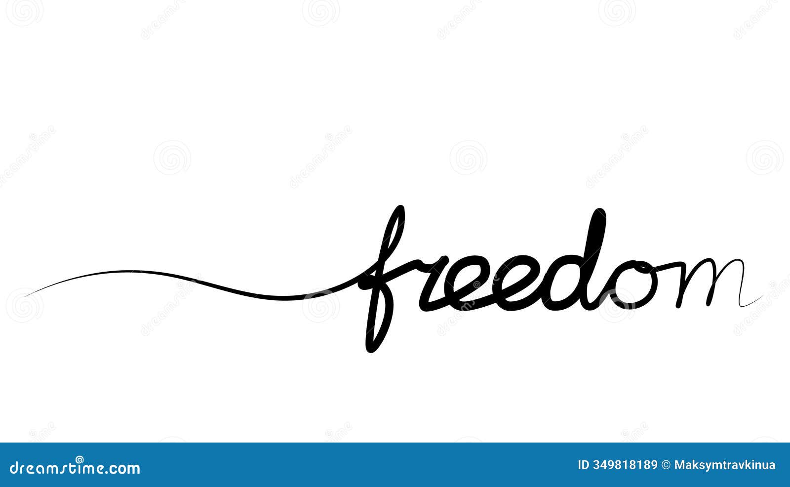 Continuous Drawing of the Word Freedom in One Line. Vector Stock Vector ...