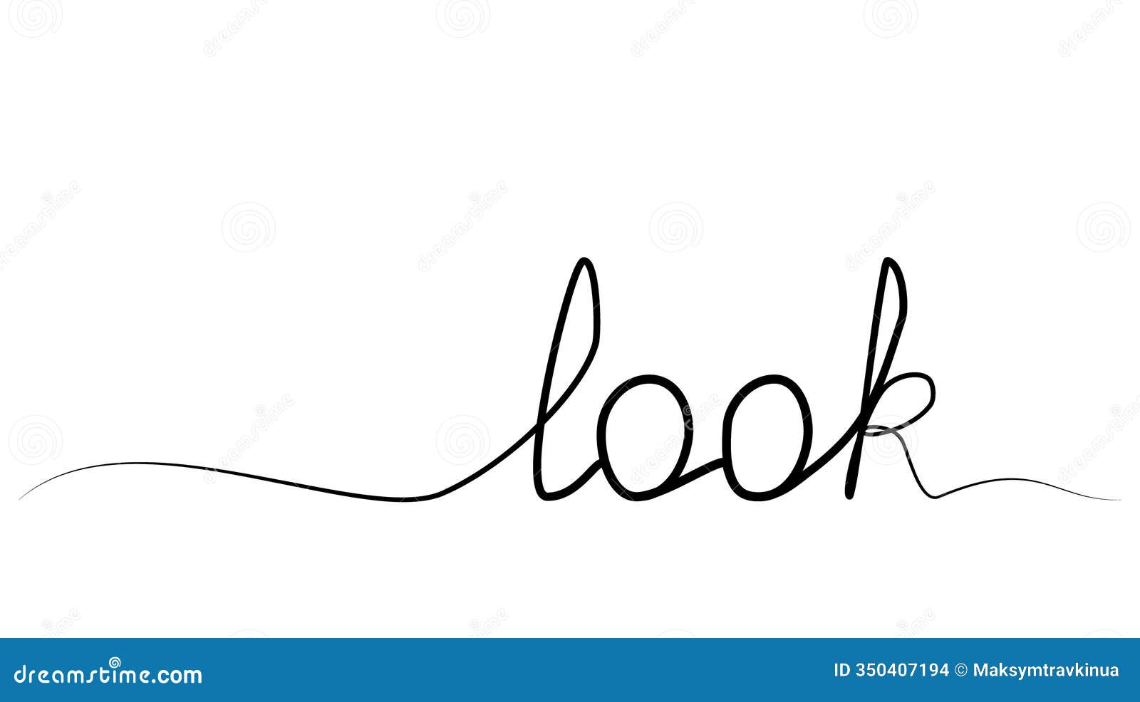 Continuous Drawing of the Word Look in One Line. Vector Stock ...