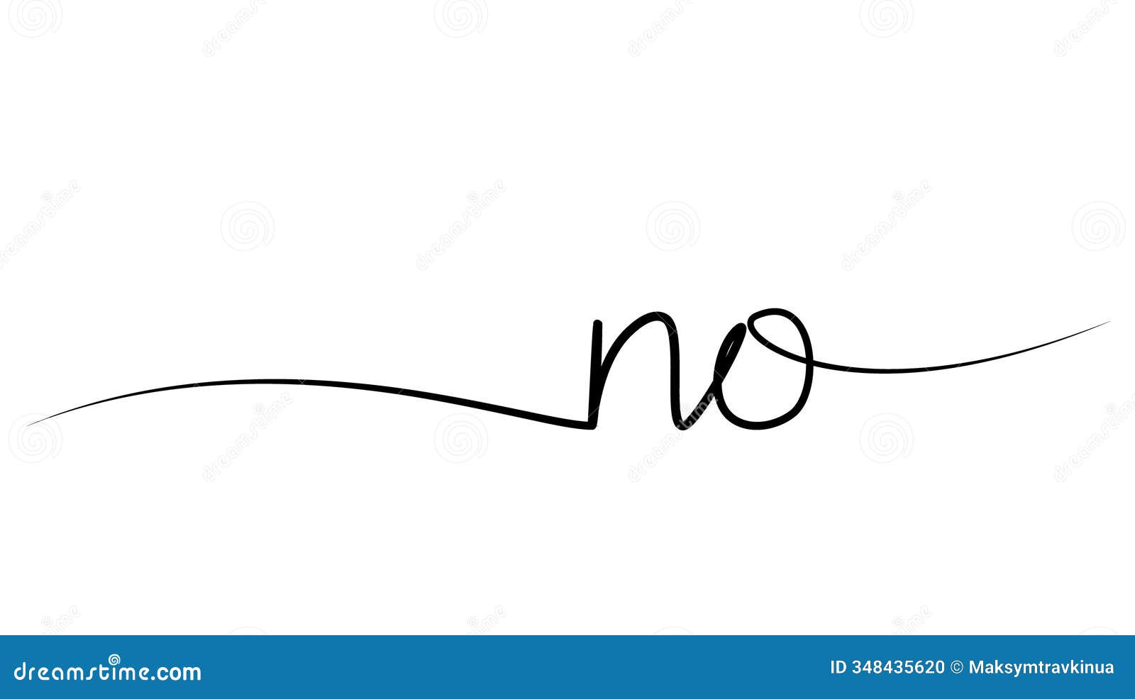 Continuous Drawing of the Word No in One Line. Stock Vector ...