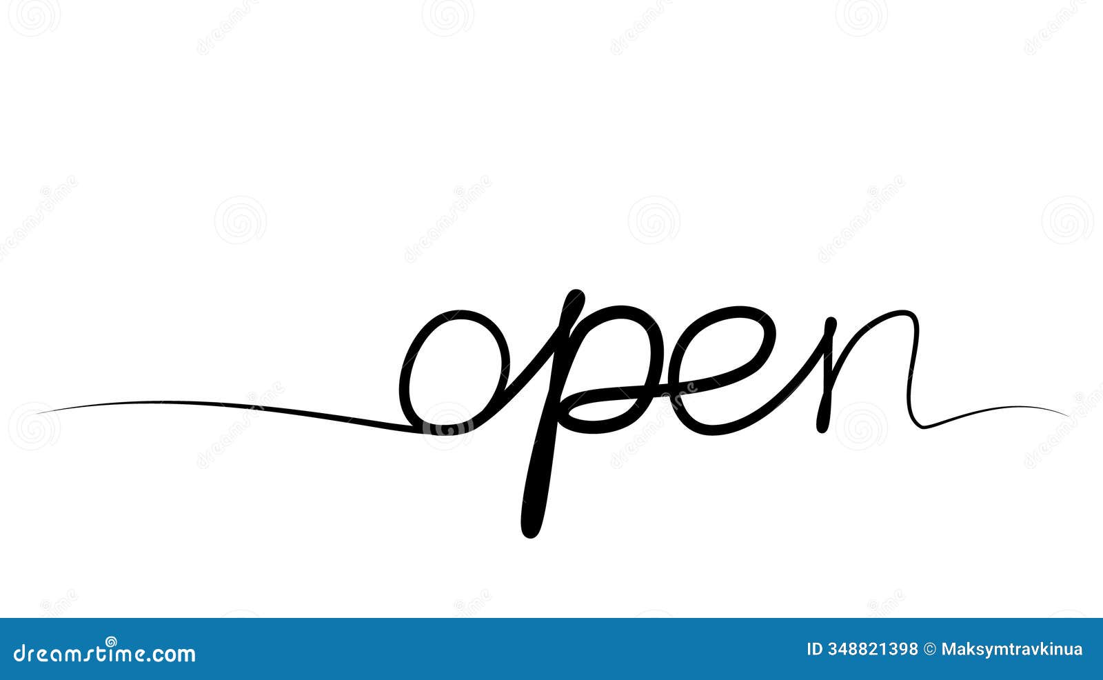 Continuous Drawing of the Word Open in One Line. Vector Stock Vector ...