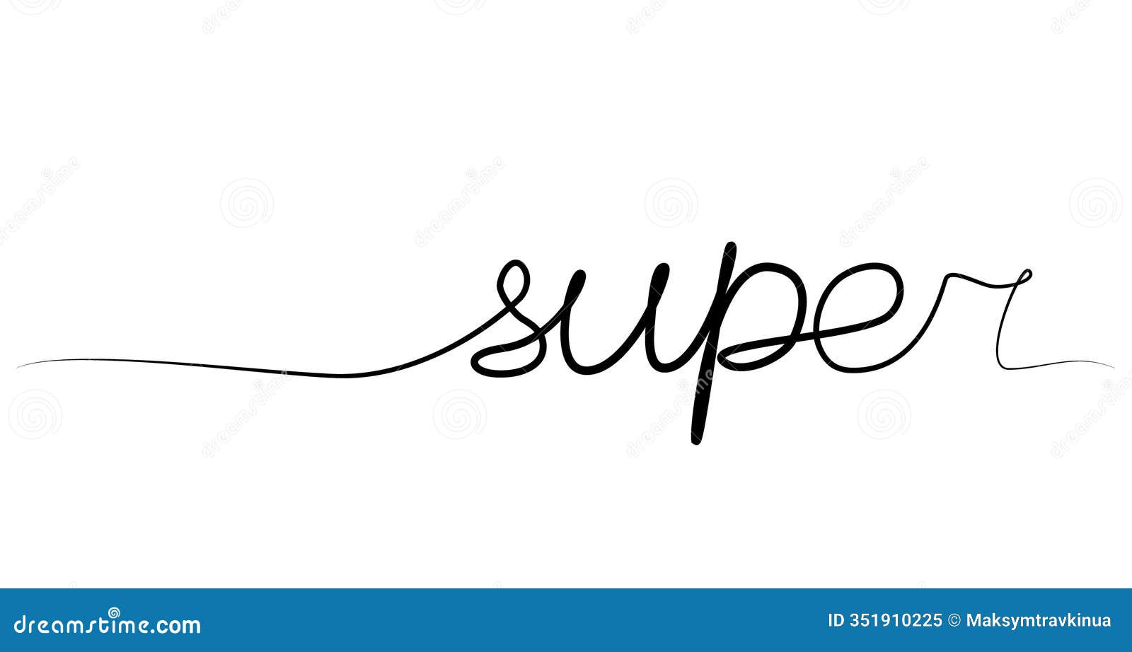 Continuous Drawing of the Word Super in One Line. Vector Stock ...