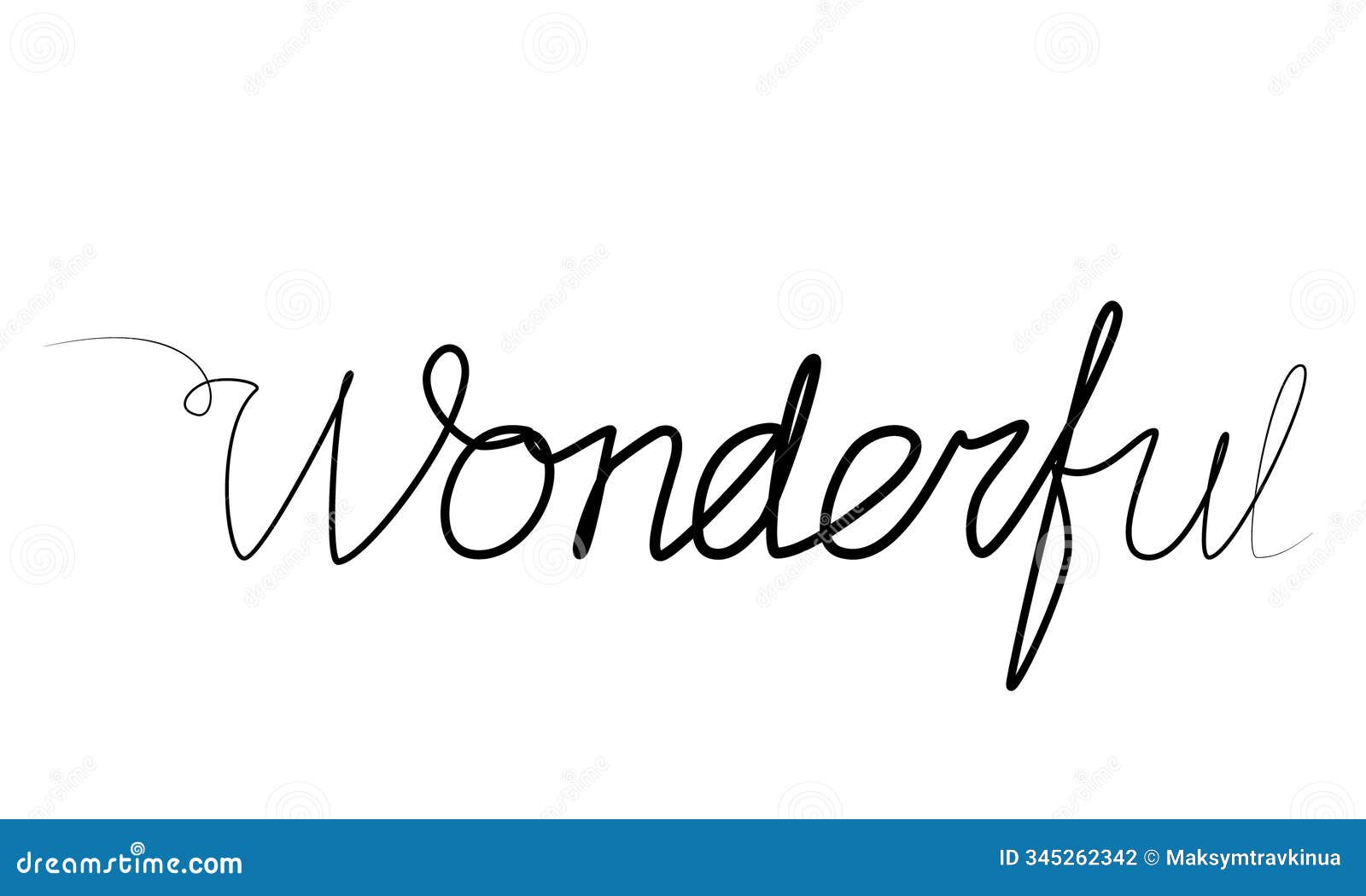 Continuous Drawing of the Word Wonderful in One Line. Vector Stock ...