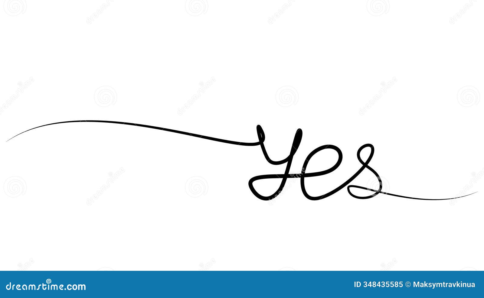 Continuous Drawing of the Word Yes in One Line. Stock Vector ...