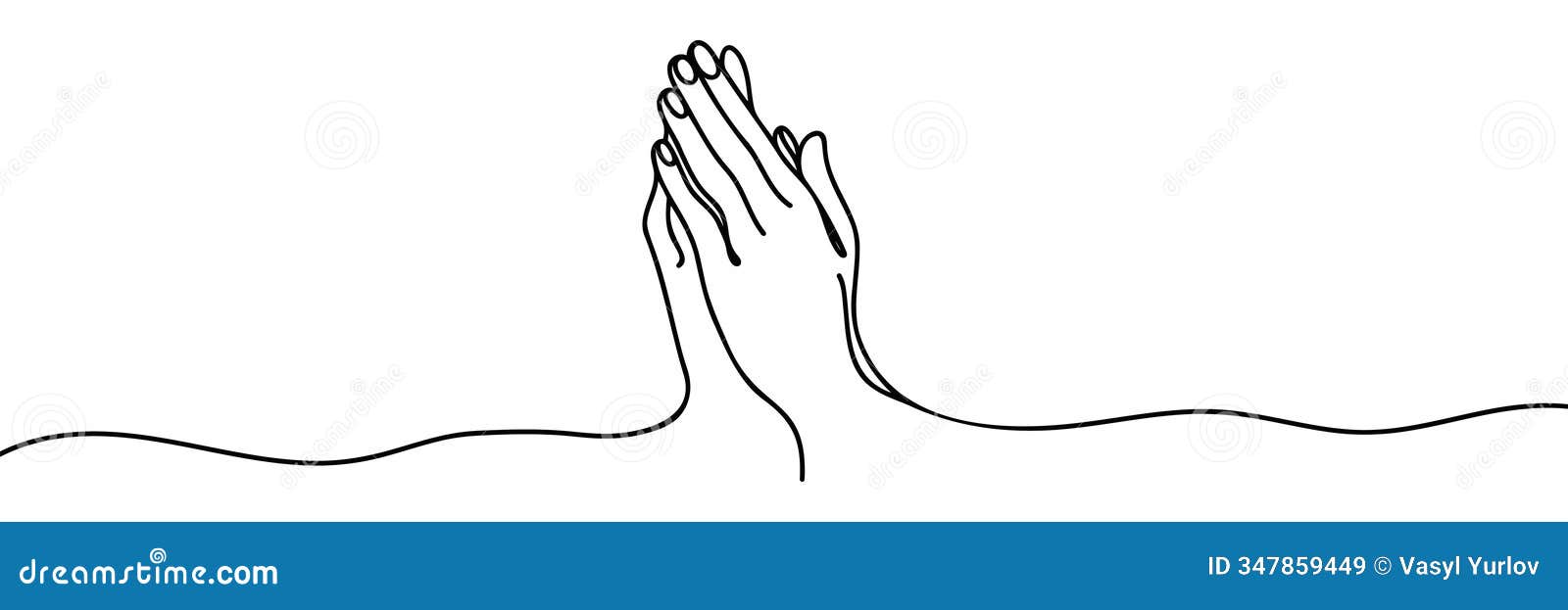 Continuous Drawn One Line of the Folded Hands. Vector Illustration ...