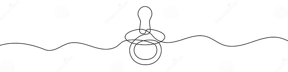 Continuous Editable Drawing of Baby Pacifier. One Line Drawing Baby ...