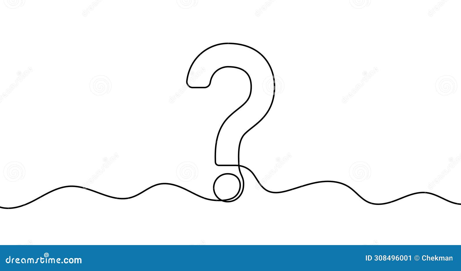 Continuous Editable Drawing of Question Mark. Question Mark in One Line ...
