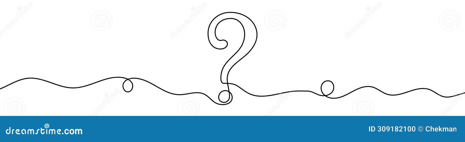 Continuous Editable Drawing of Question Mark. Question Mark in One Line ...
