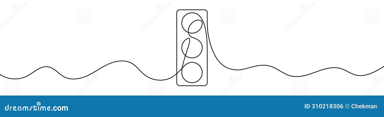Continuous Editable Drawing of Traffic Light. Traffic Light in One Line ...