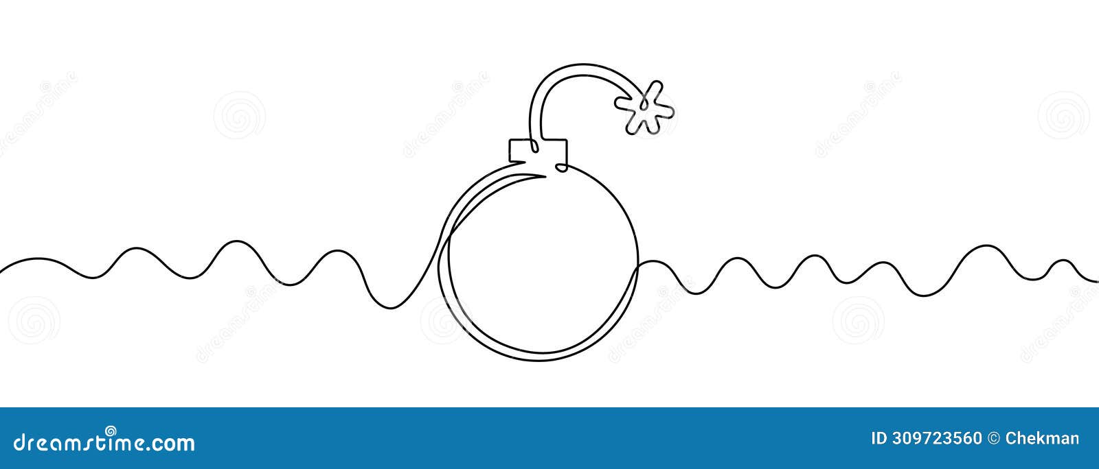Continuous Editable Line Drawing of Bomb. Bomb Icon in One Line. Stock ...