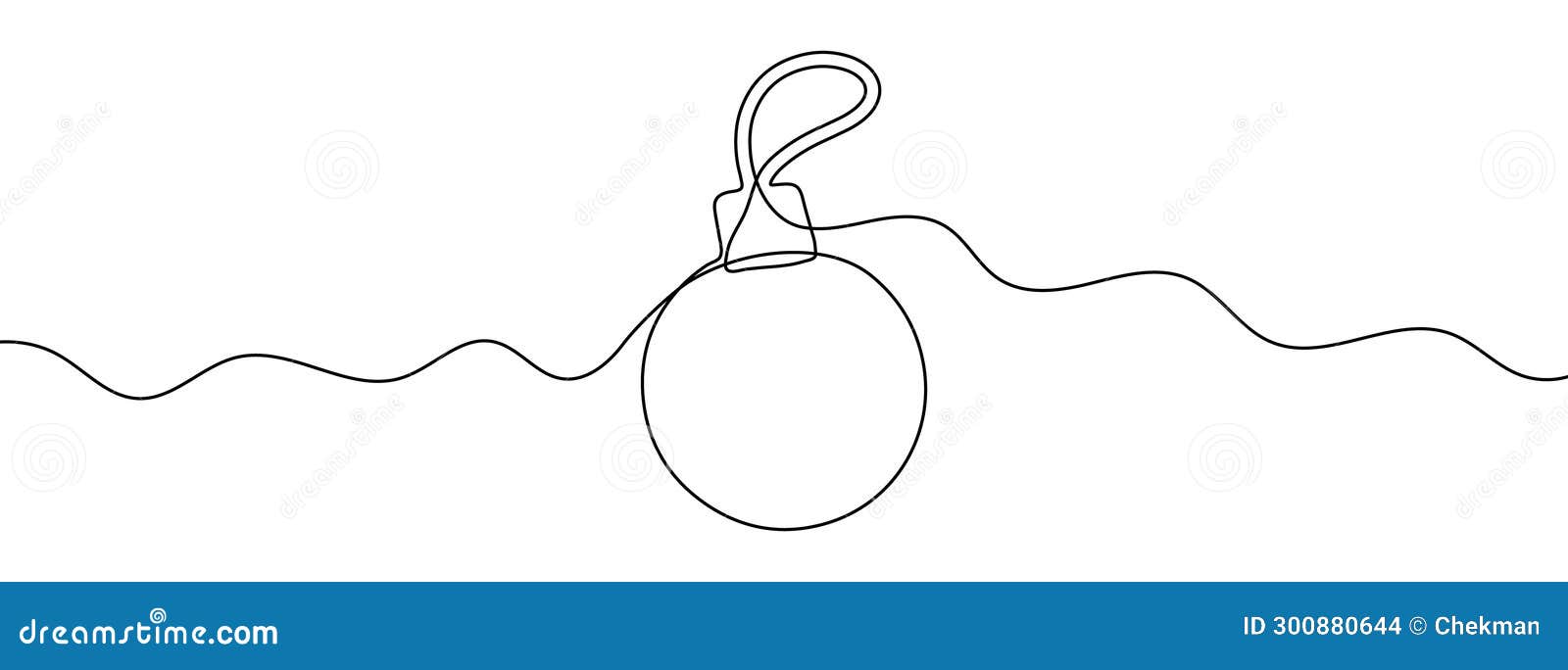 Continuous Editable Line Drawing of Christmas Ball. Single Line ...