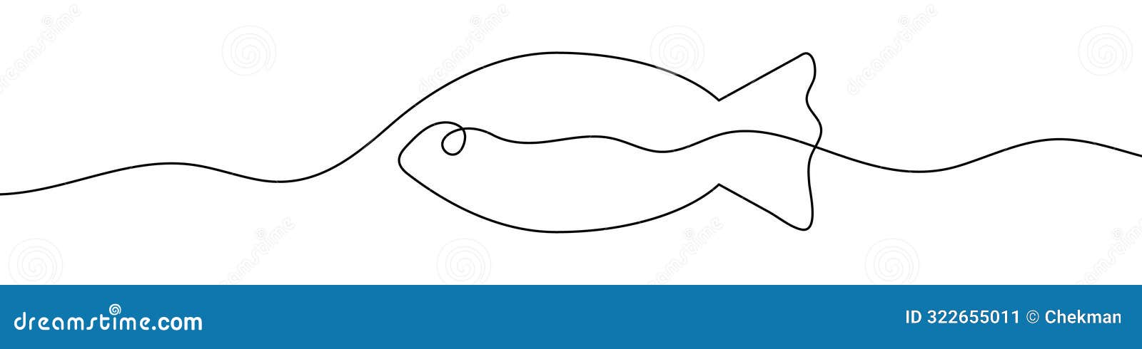 Continuous Editable Line Drawing of Fish. One Line Drawing of Fish Icon ...
