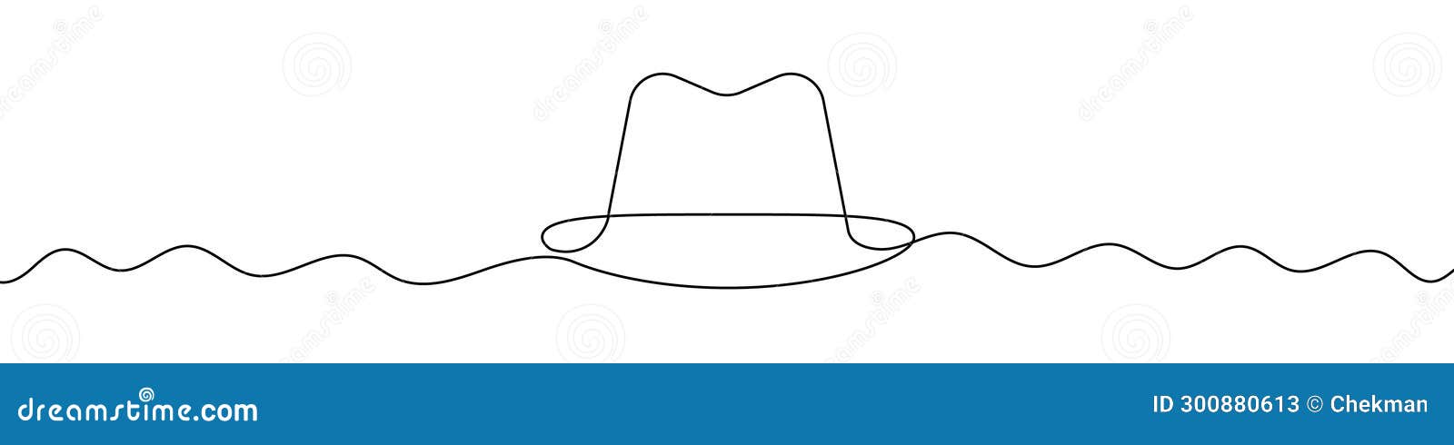 Continuous Editable Line Drawing of Hat. Single Line Hat Icon. Stock ...