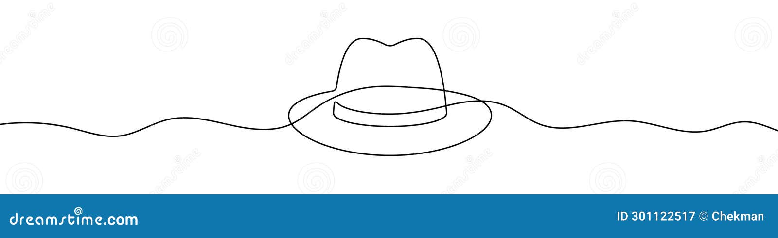 Continuous Editable Line Drawing of Hat. Single Line Hat Icon. Stock ...