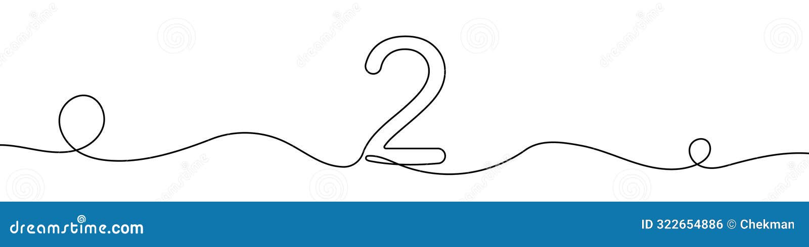 Continuous Editable Line Drawing of Number 2. One Line Drawing of ...