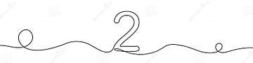 Continuous Editable Line Drawing of Number 2. One Line Drawing of ...