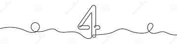 Continuous Editable Line Drawing of Number 4. One Line Drawing of ...