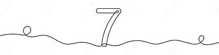 Continuous Editable Line Drawing of Number 7. One Line Drawing of ...