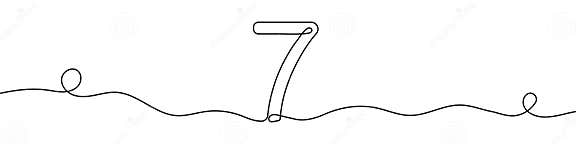 Continuous Editable Line Drawing of Number 7. One Line Drawing of ...
