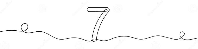 Continuous Editable Line Drawing of Number 7. One Line Drawing of ...