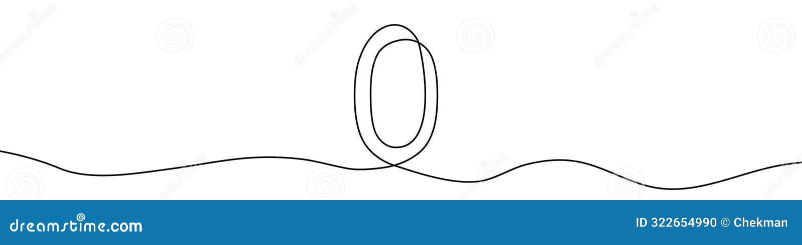 Continuous Editable Line Drawing of Number 0. One Line Drawing of ...