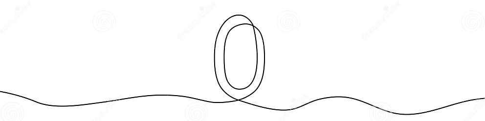 Continuous Editable Line Drawing of Number 0. One Line Drawing of ...