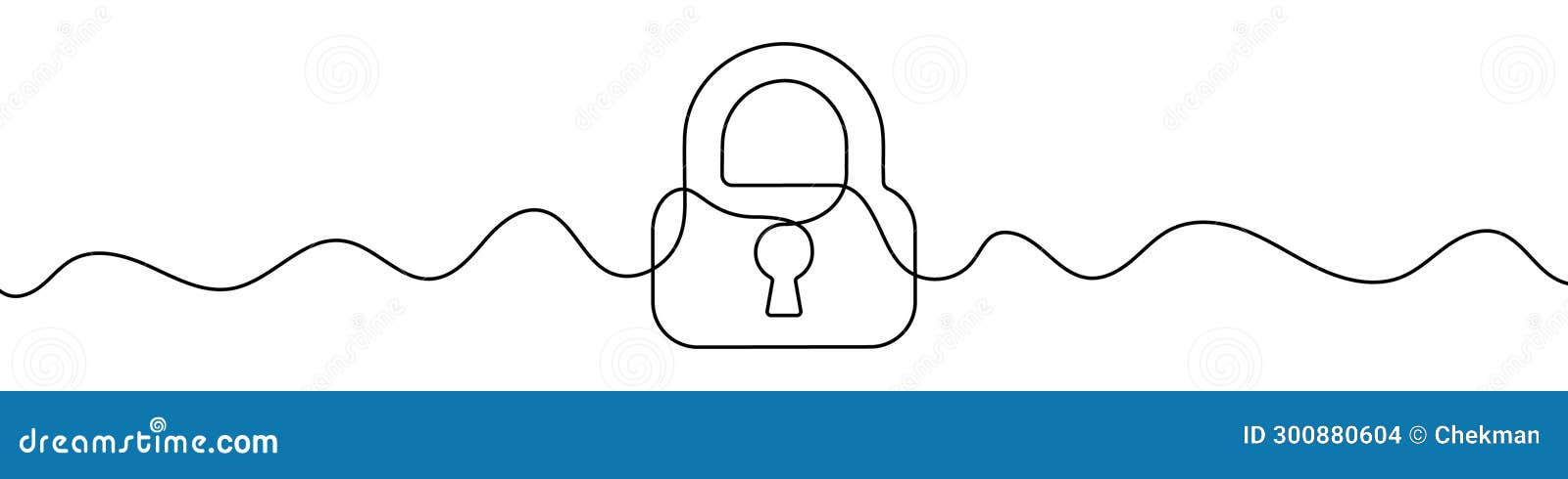 Continuous Editable Line Drawing of Padlock. Single Line Padlock Icon ...