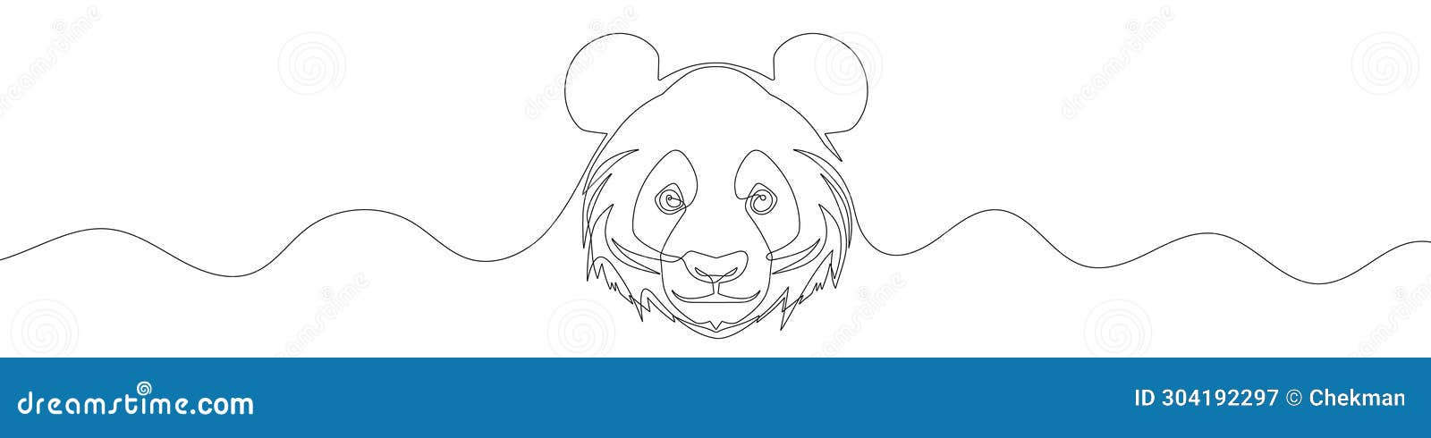 Continuous Editable Line Drawing of Panda Head. Panda Head Icon in One ...