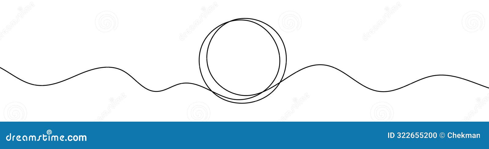 Continuous Editable Line Drawing of Round Frame. Round Frame in One ...