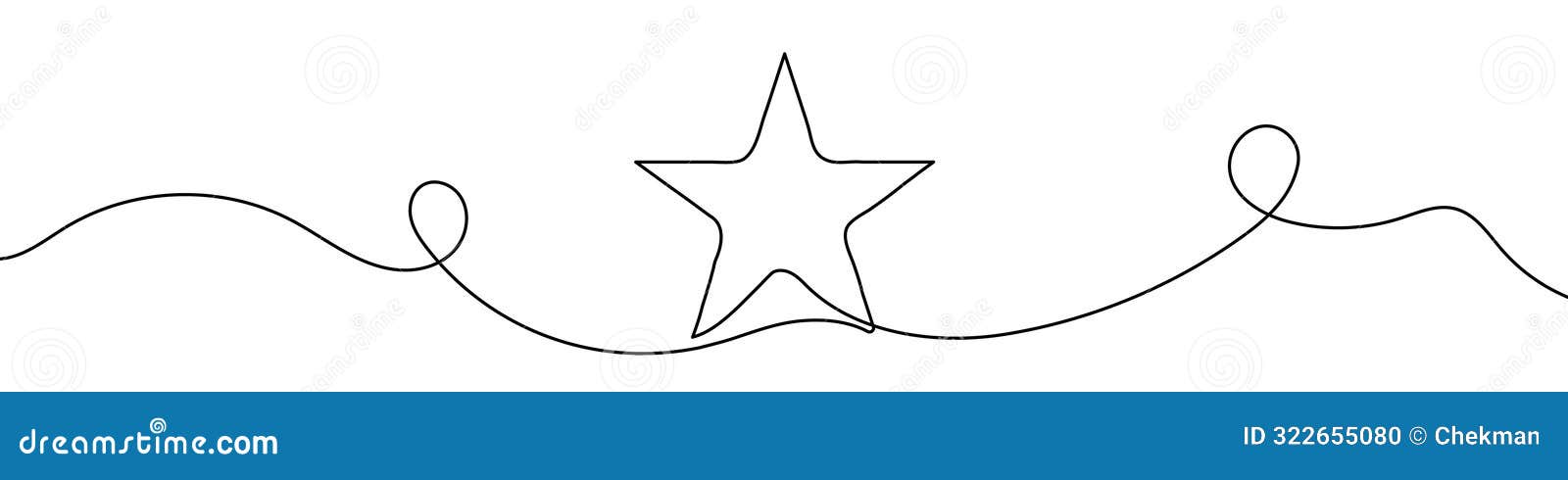 Continuous Editable Line Drawing of Star. Star Icon in One Line. Stock ...