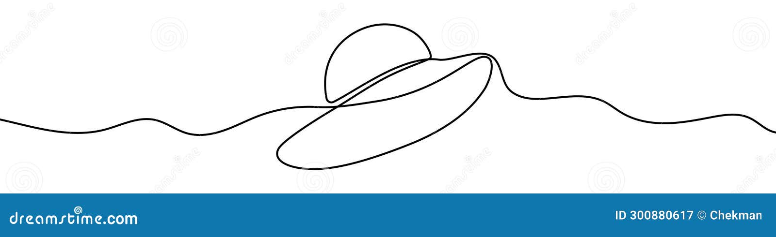 Continuous Editable Line Drawing of Sun Hat. Single Line Sun Hat Icon ...