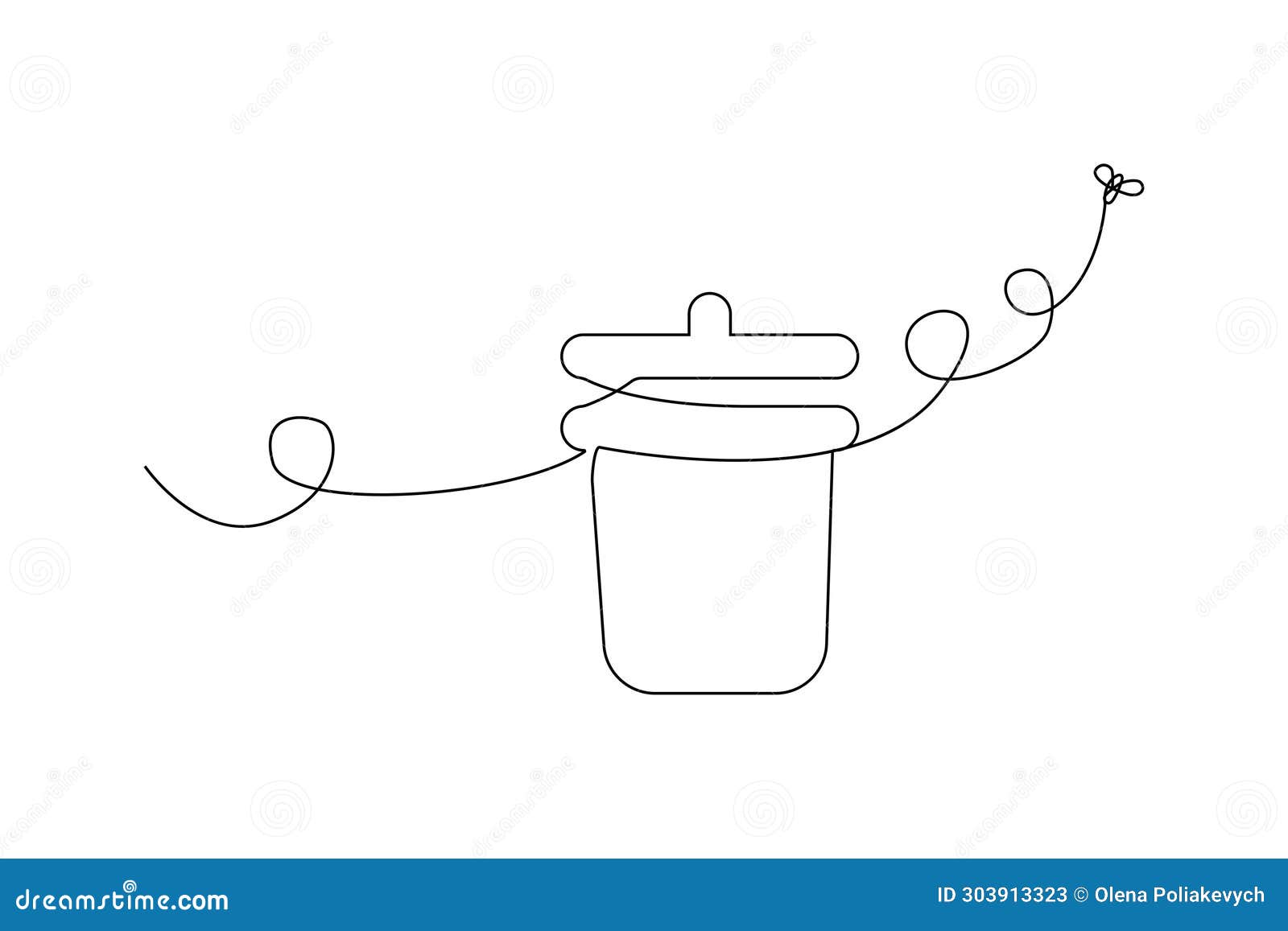 Continuous Editable Line Drawing of Trash Can. Vector Illustration. EPS ...