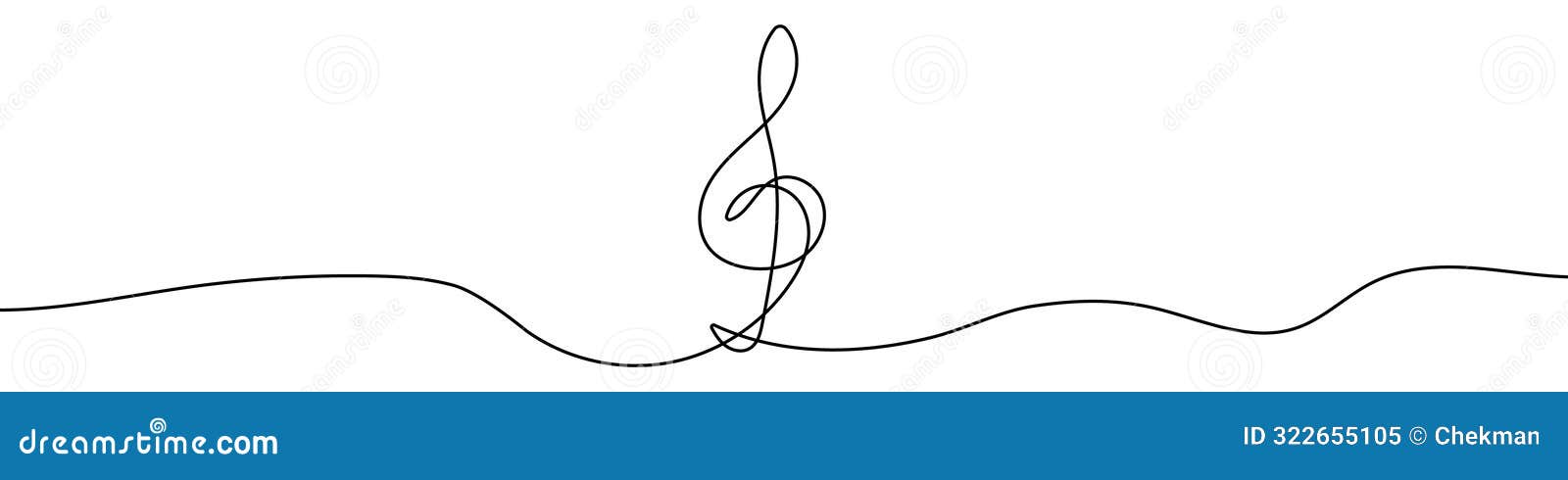Continuous Editable Line Drawing of Treble Clef. One Line Drawing of ...
