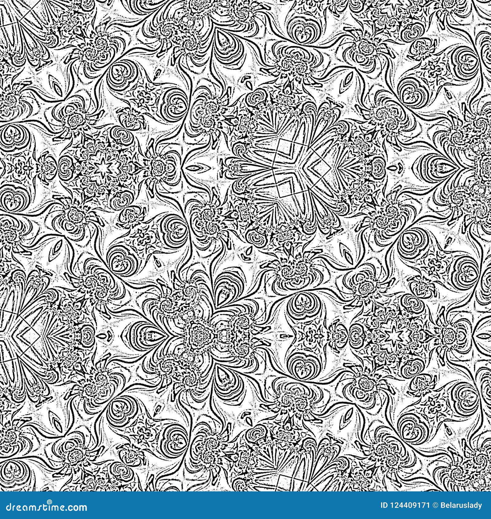 Lines Continuous Floral Pattern, Single Color Background. Stock ...