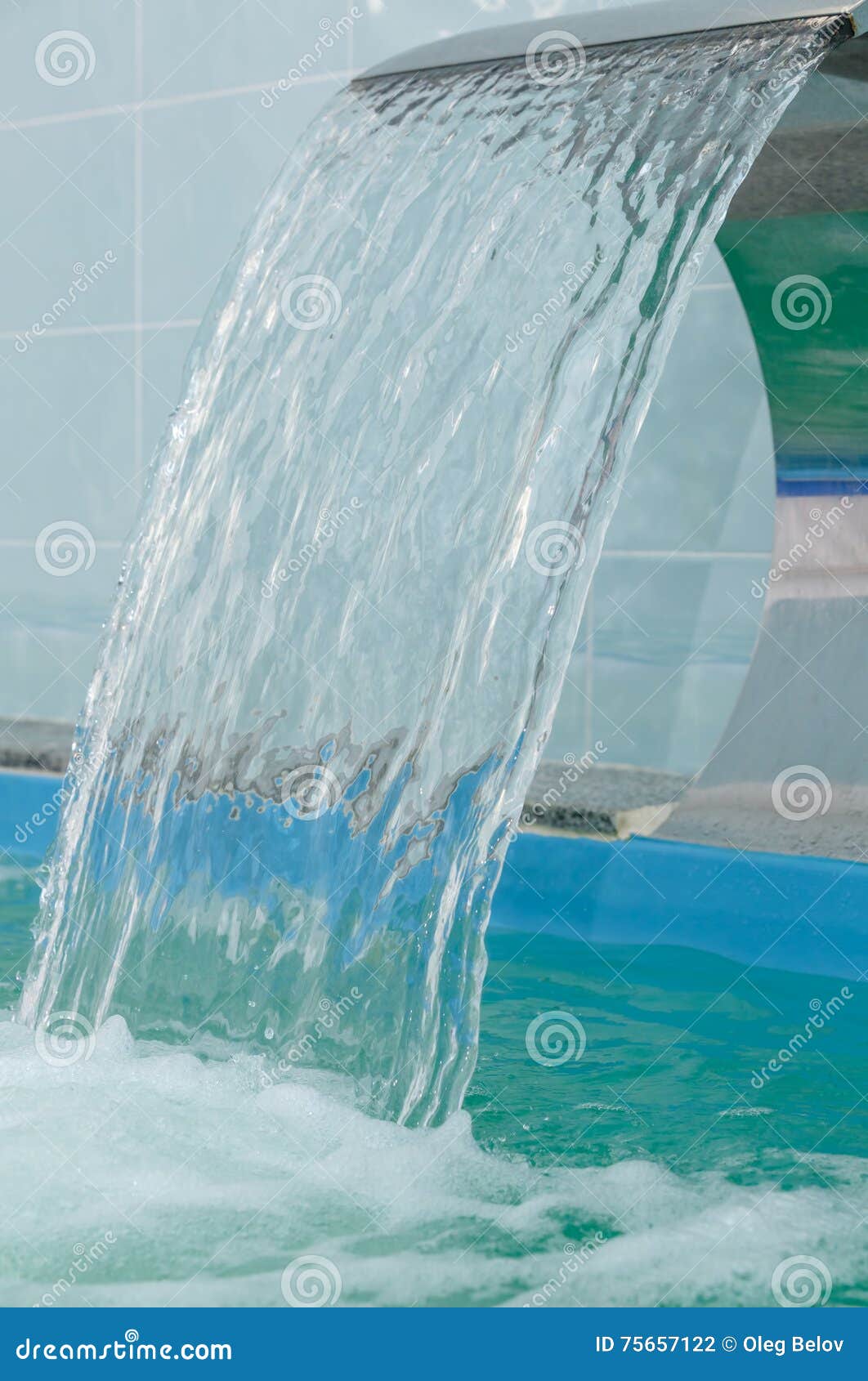 A Continuous Flow of Water Flows in the Pool Stock Photo - Image of ...