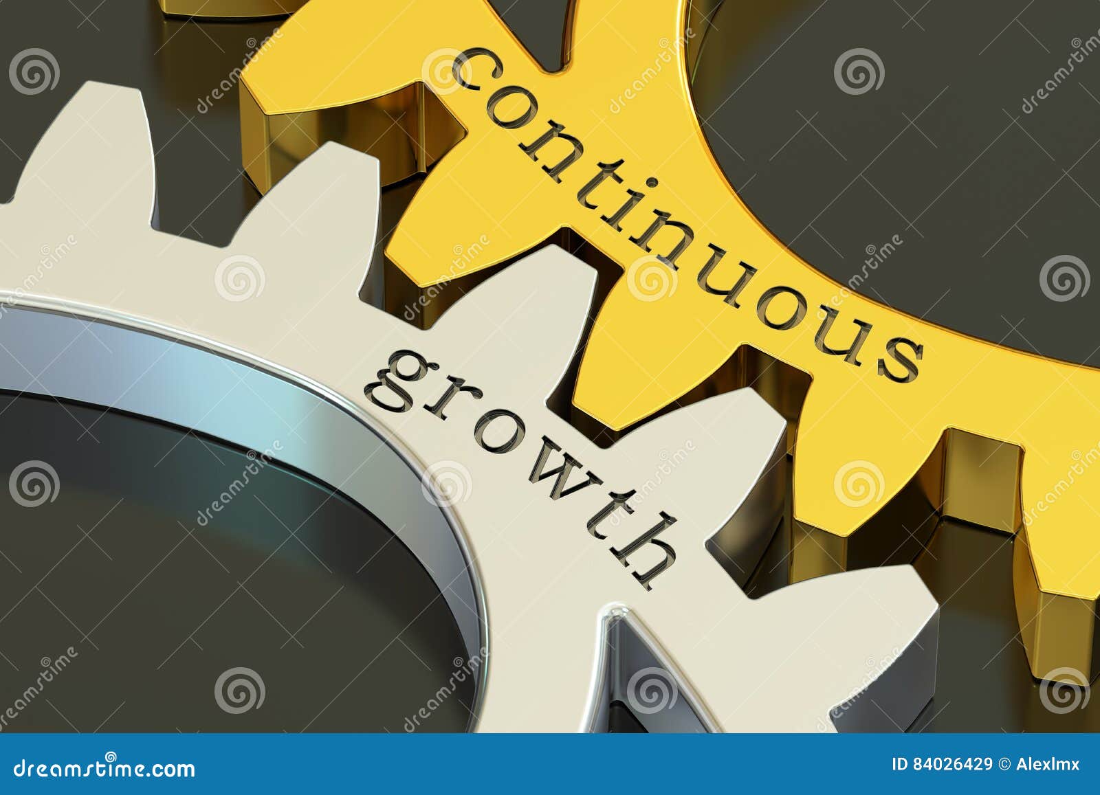 Continuous Growth Concept on the Gearwheels, 3D Rendering Stock ...