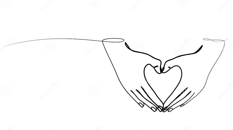 Continuous Hand Love Drawing with One Line. Vector Stock Illustration ...