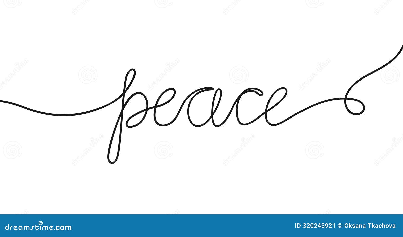 Continuous Handwritten Word Peace on a White Background Stock ...