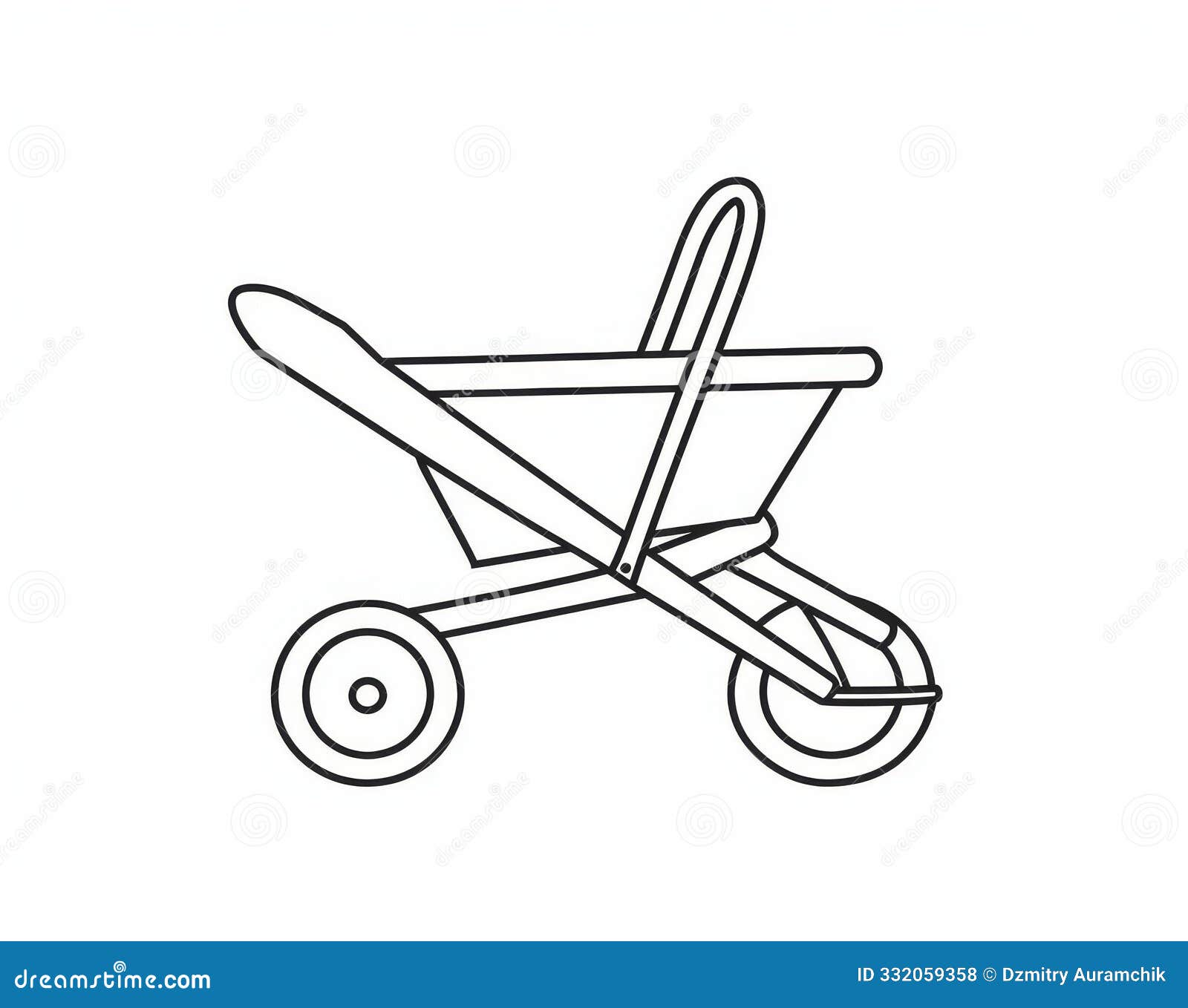 A Continuous Illustration of a Wheelbarrow. Editable Wheelbarrow Line ...