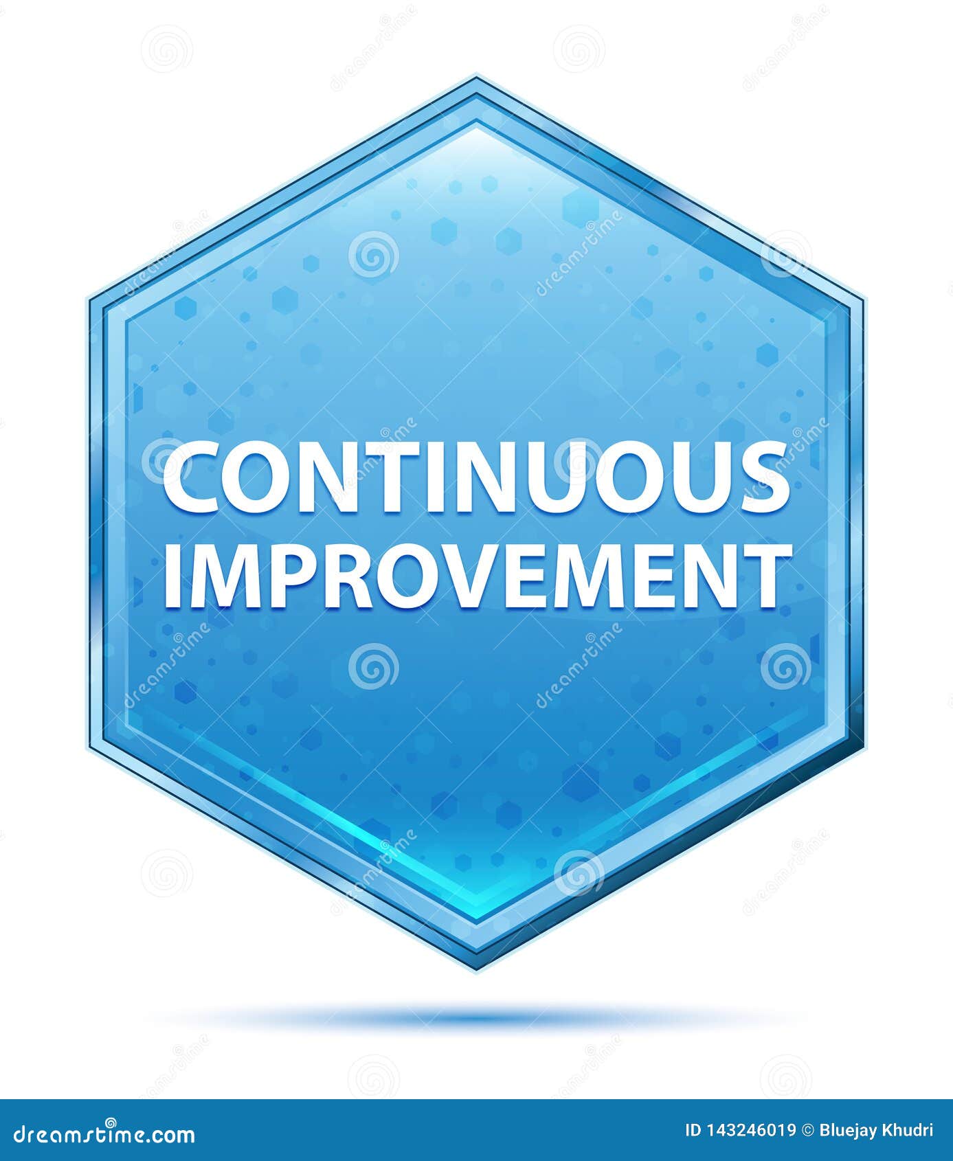 Continuous Improvement Crystal Blue Hexagon Button Stock Illustration ...