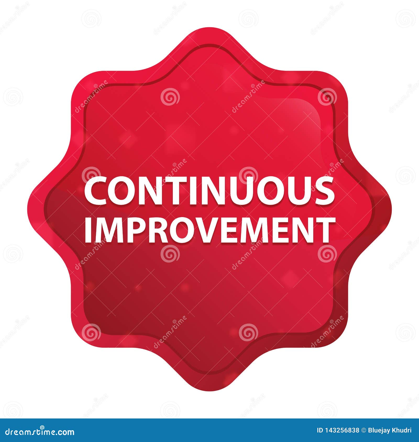 Continuous Improvement Misty Rose Red Starburst Sticker Button Stock ...