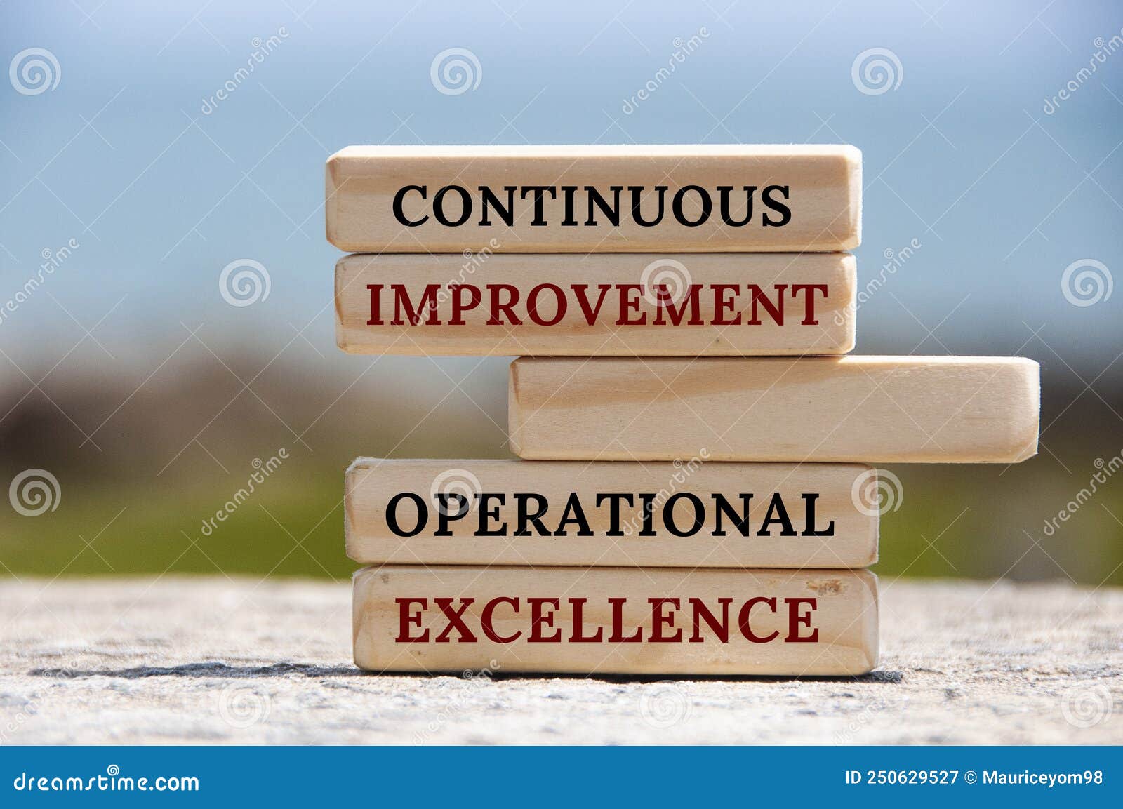 Continuous Improvement Operational Excellence Text on Wooden Blocks ...