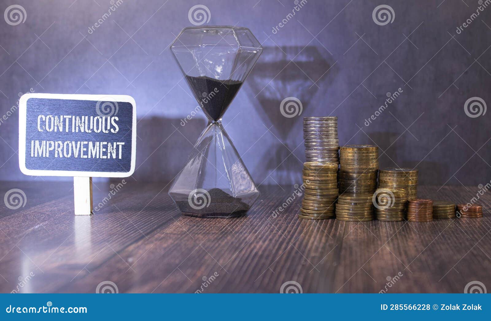 Continuous Improvement Text Message on White Paper and Office Supplies ...