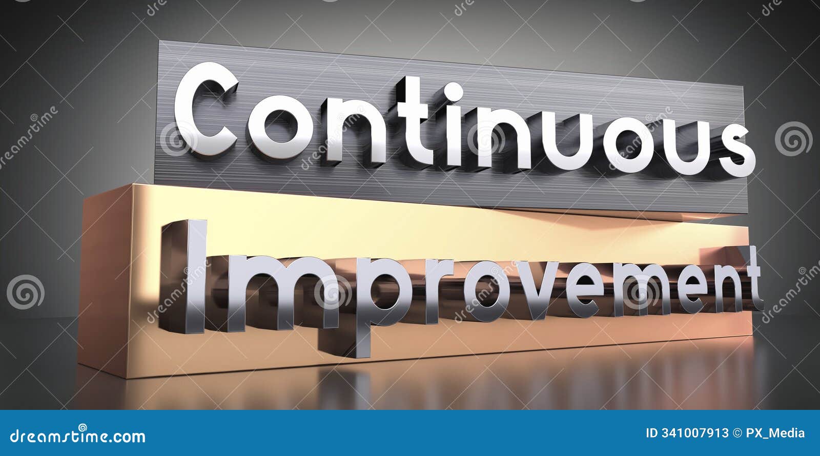 Continuous Improvement - Words on Metal Blocks Stock Illustration ...