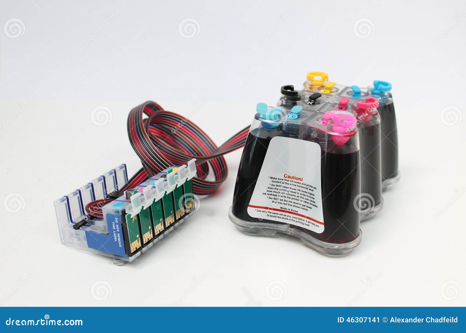 Continuous Ink Supply System Stock Image - Image of cyan, macro: 46307141