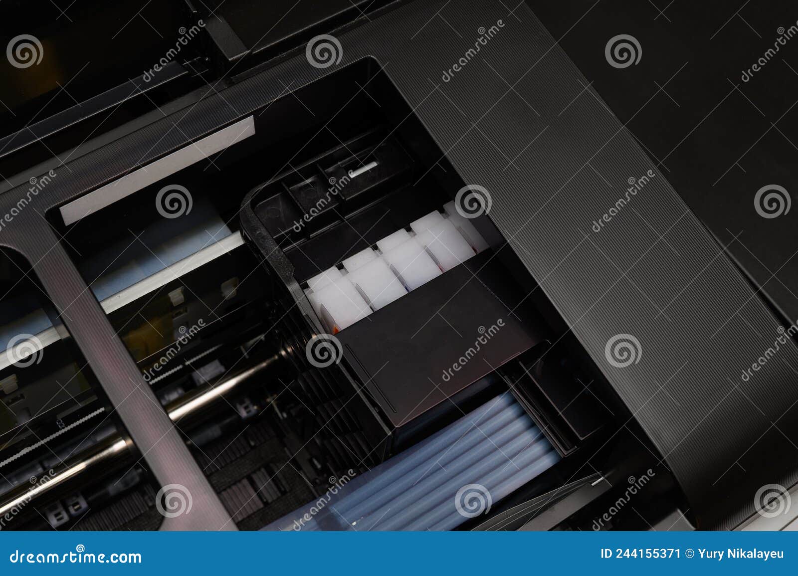 Continuous Ink Supply System and Printer Print Head.Close-up Stock ...
