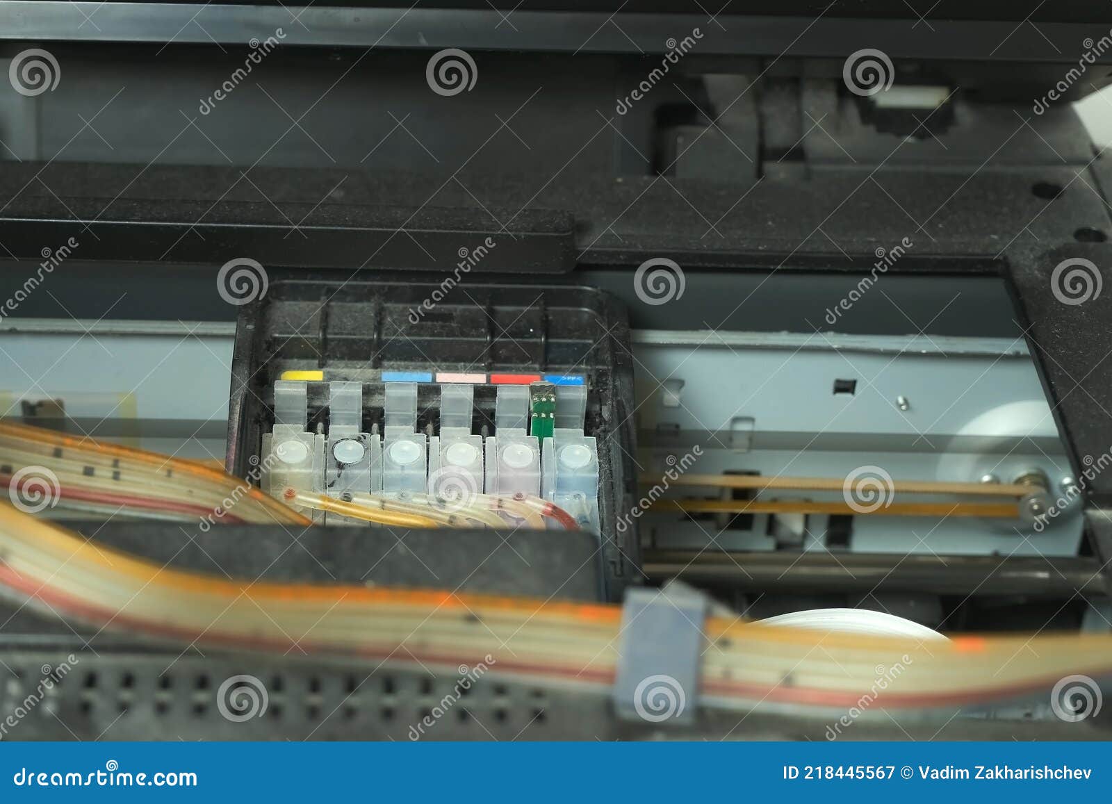 Continuous Ink Supply System is Working in Printer Moving Inside ...