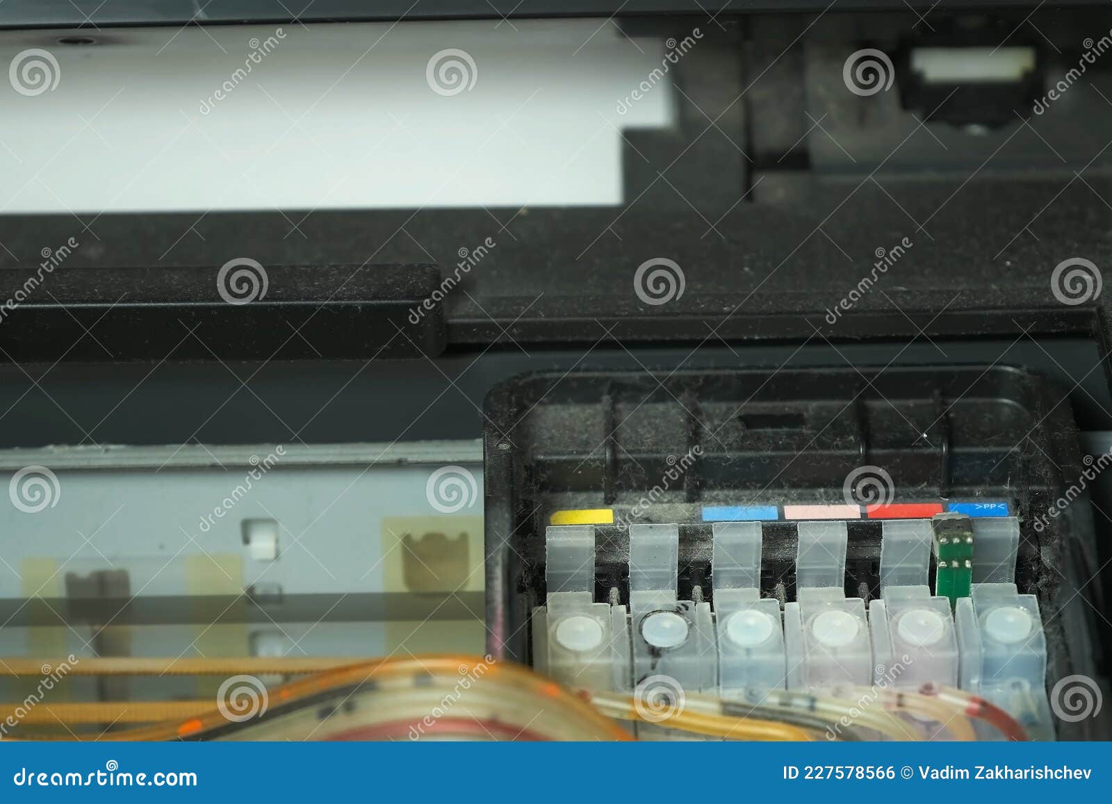 Continuous Ink Supply System is Working in Printer Moving Inside ...