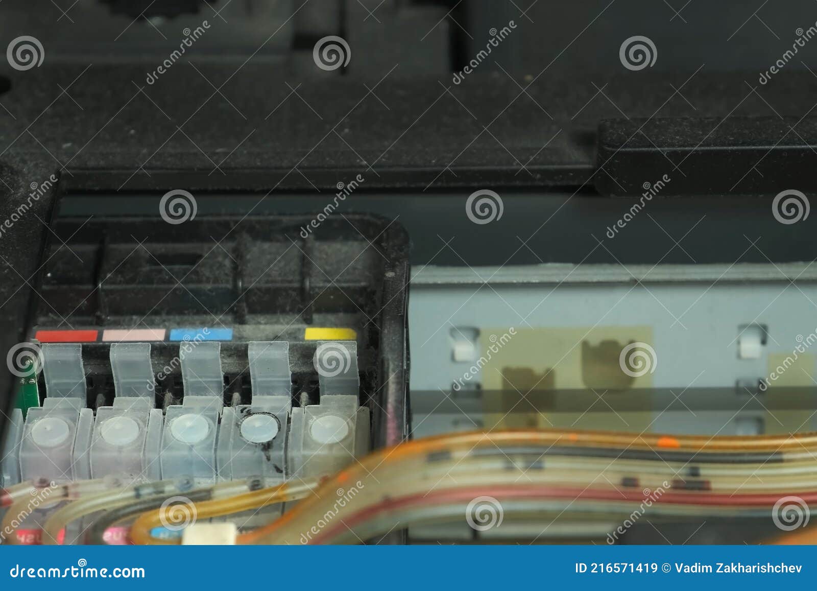 Continuous Ink Supply System is Working in Printer Moving Inside ...