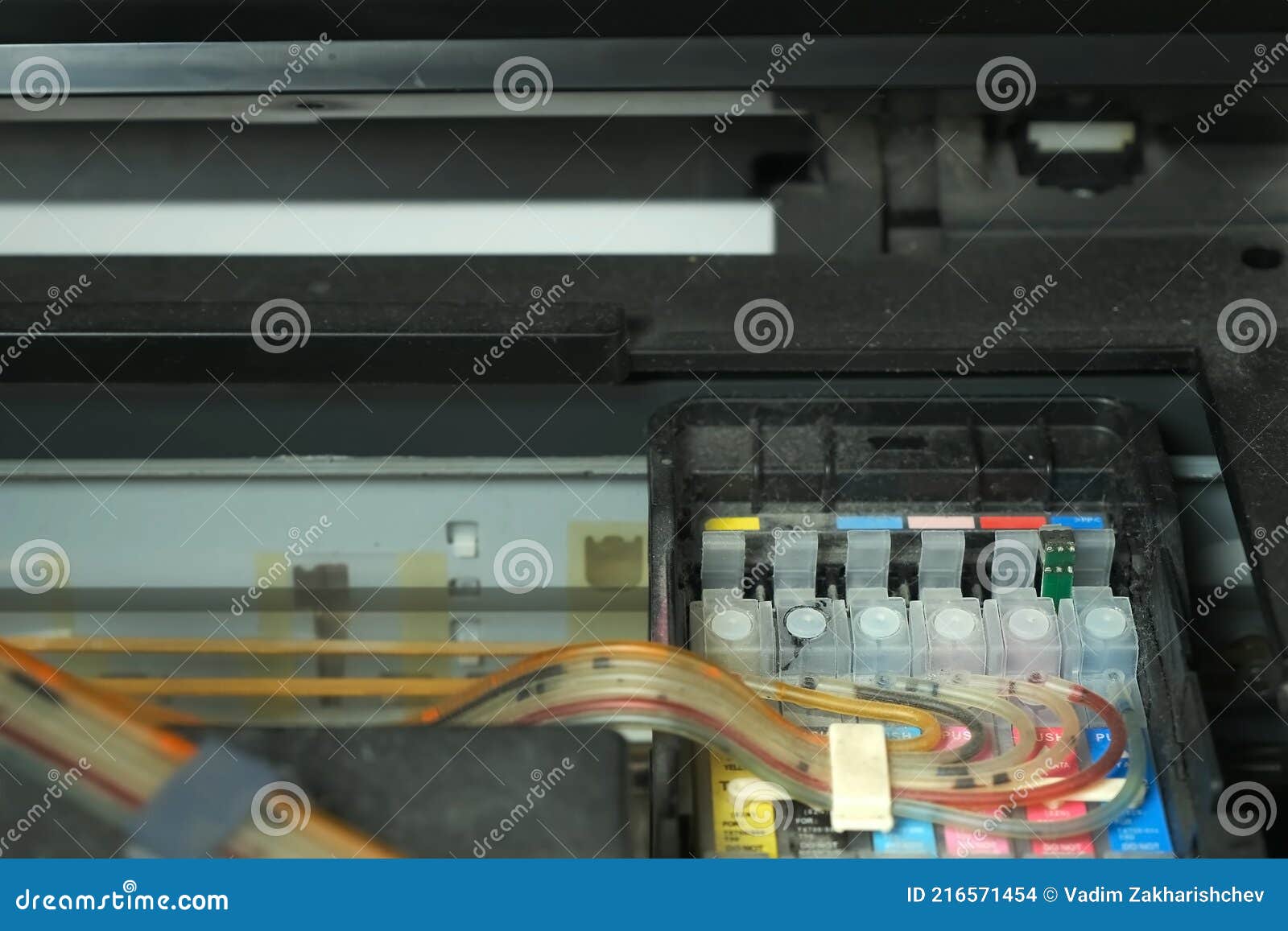 Continuous Ink Supply System is Working in Printer Moving Inside ...