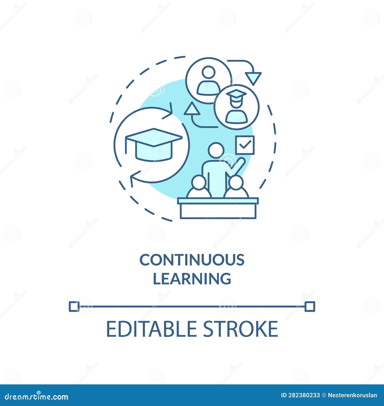 Continuous Learning Turquoise Concept Icon Stock Vector - Illustration ...